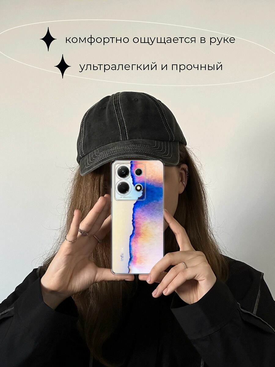 Чехол на Infinix Note 30 4G / Инфиникс Нот 30 4G с принтом Синяя акварель, прозрачный — фото 1