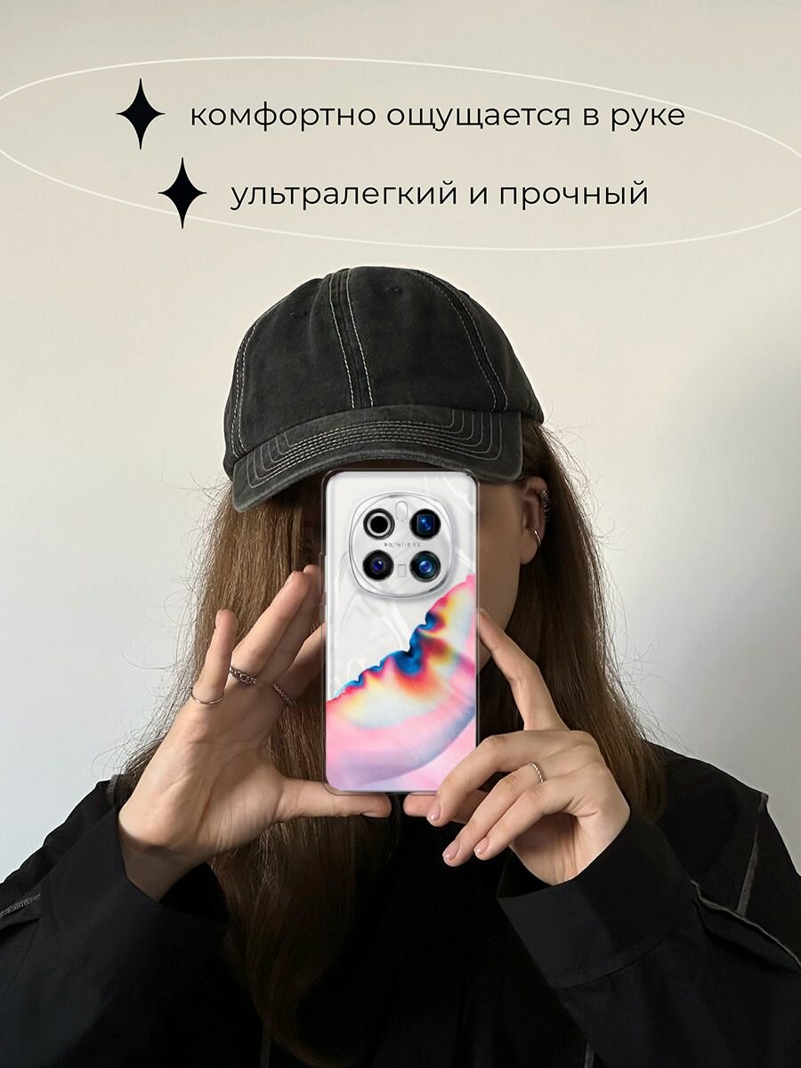Чехол на Honor Magic 7 Pro / Хонор Мэджик 7 Про с принтом Розовая акварель, прозрачный — фото 1