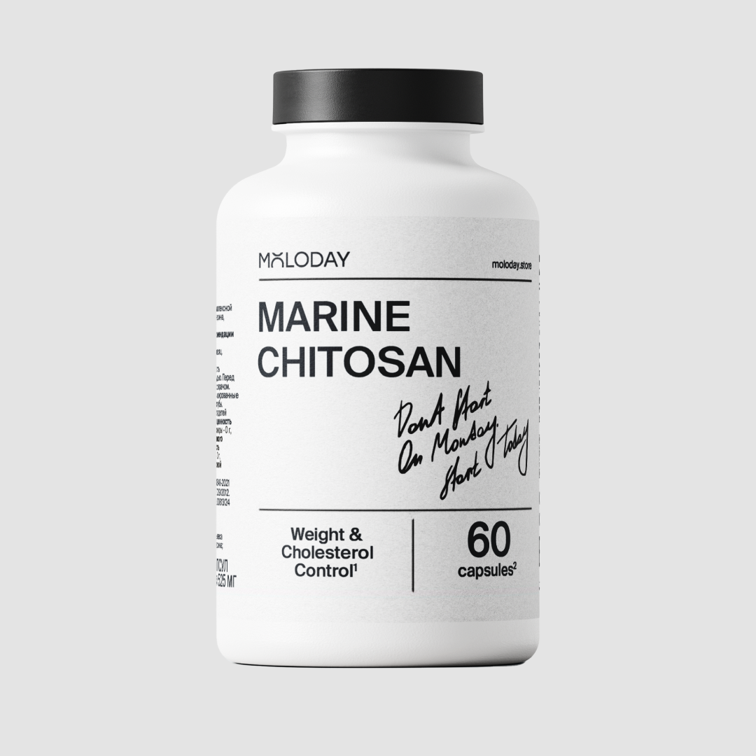 Морской хитозан "MOLODAY", для сердечно-сосудистой системы, для улучшения обмена веществ, 60 капс.