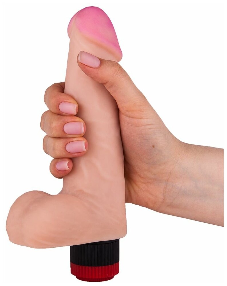 Фаллоимитатор LOVETOY, с вибрацией и мошонкой, телесный, 20,7х3,8см