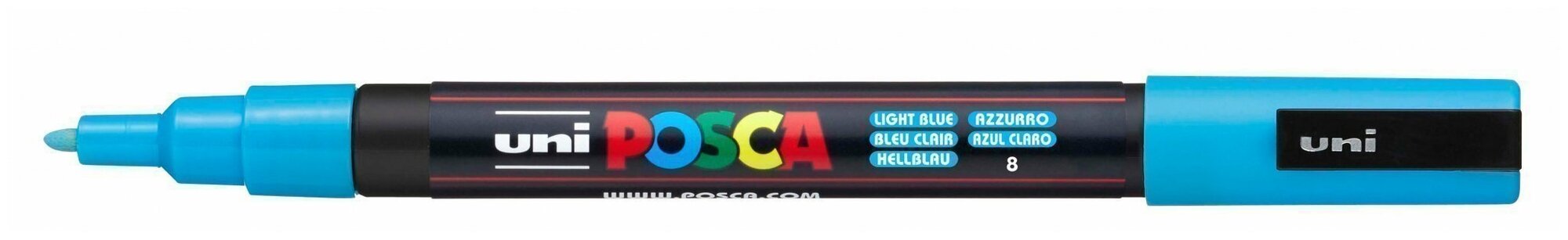 Маркер POSCA PC-3M, голубой, 0.9 - 1.3 мм, пулевидный наконечник