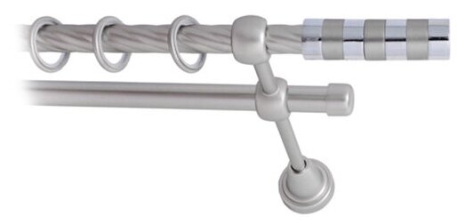 Карниз металлический Комфорт, 2-рядный, витой, D-16/16 мм, цвет Сатин, 3,6 м.