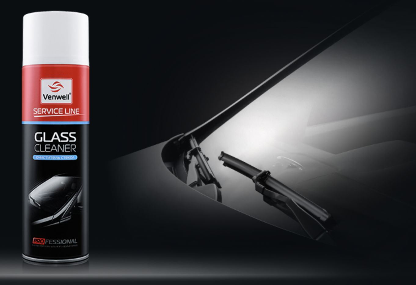 Очиститель стекол, пена GLASS Cleaner 500 мл Venwell