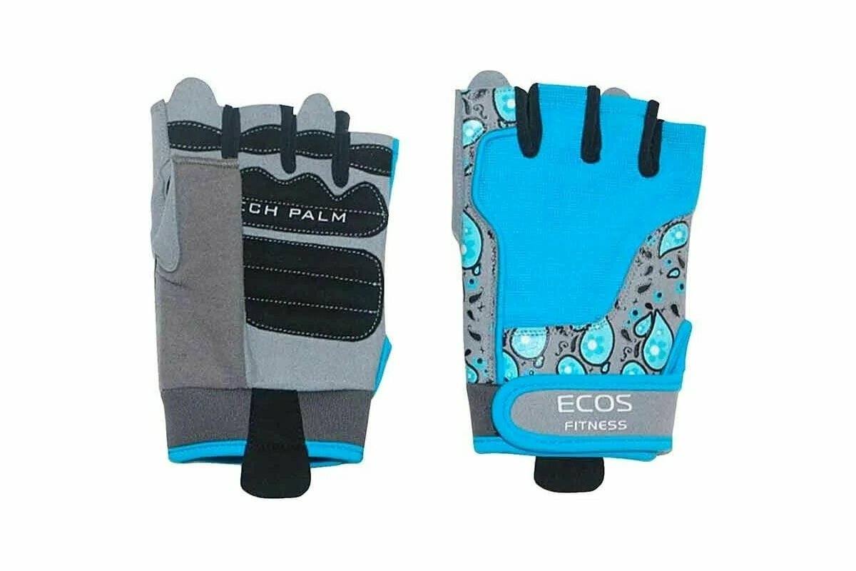 Ecos женские перчатки для фитнеса голубые размер L SB-16-1735 005321 для тренировок