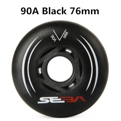 Колеса для роликов SEBA HV 80/76/72 мм 4 шт, 85A Черный, 90A Black 76mm