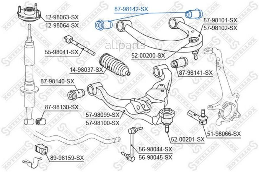 STELLOX 8798142SX сайлентблок рычага верхн!\ Toyota Land Cruiser GRJ12#/KDJ12# 02>