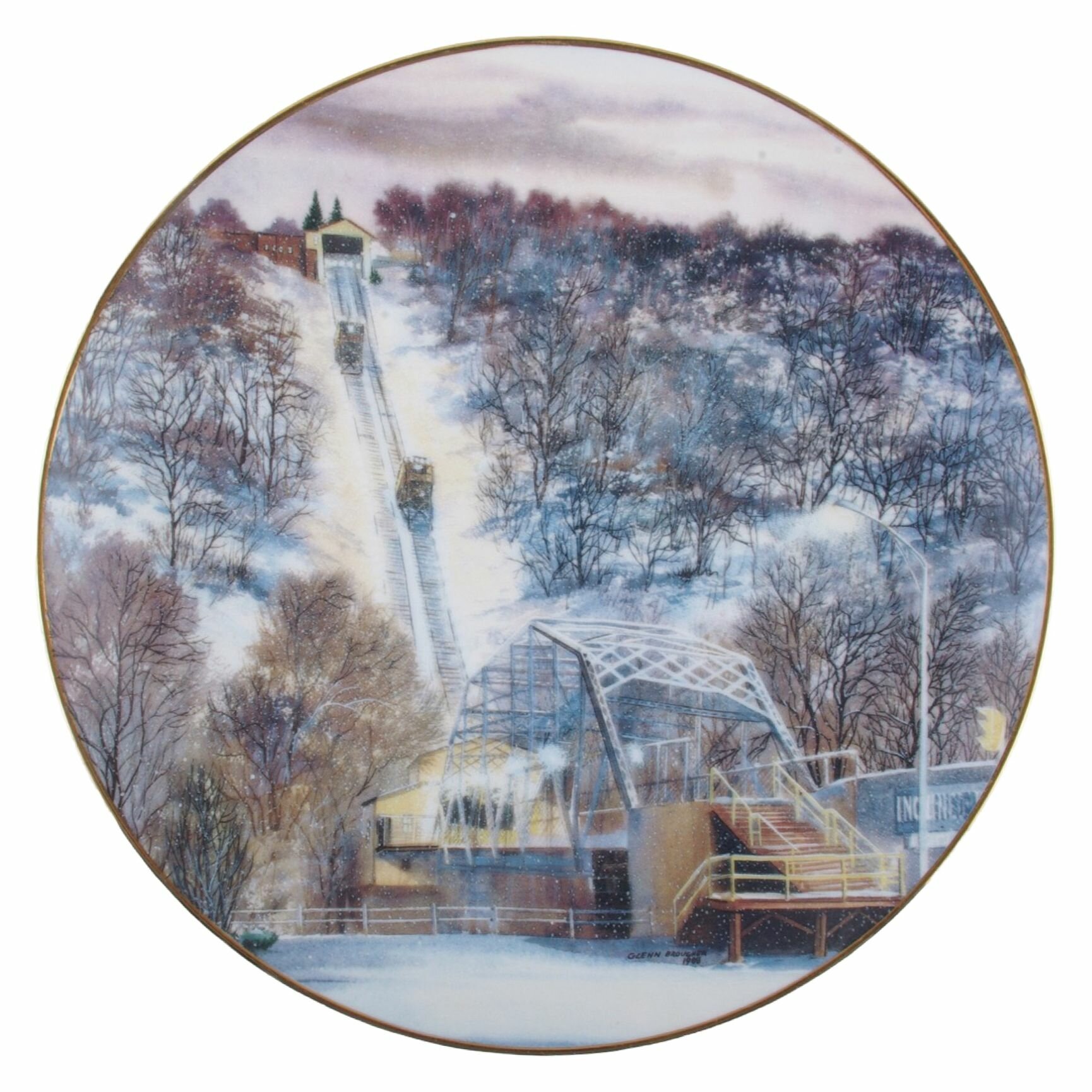 Винтажная лимитированная тарелка "Долина Конемо" из серии "Достопримечательности Джонстауна". Пенсильвания. Woodmere, China USA, 1989 год