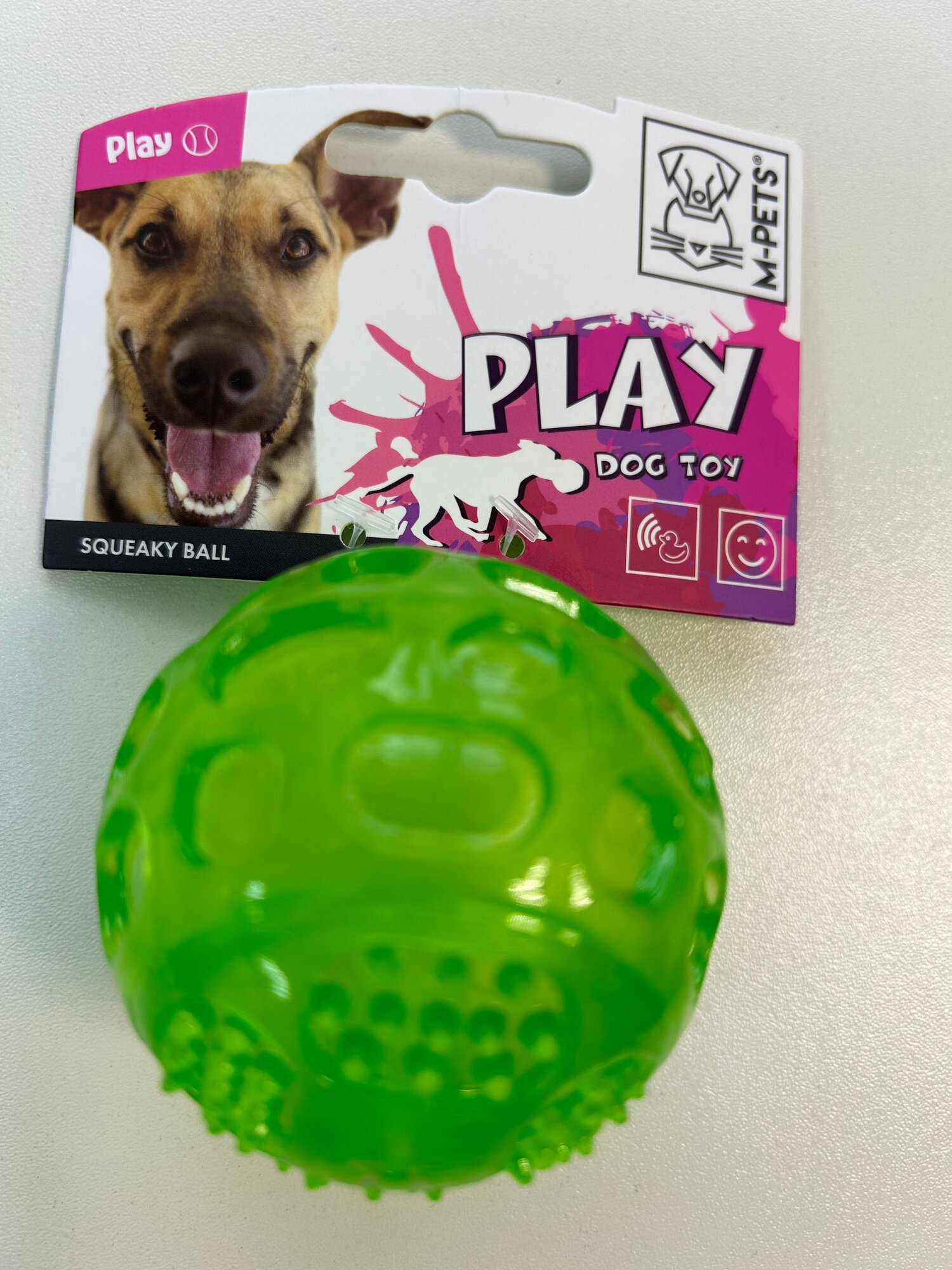 Игрушка для собак Мяч-пищалка SQUEAKY M-PETS , диаметр 6,3 см, цвет зеленый