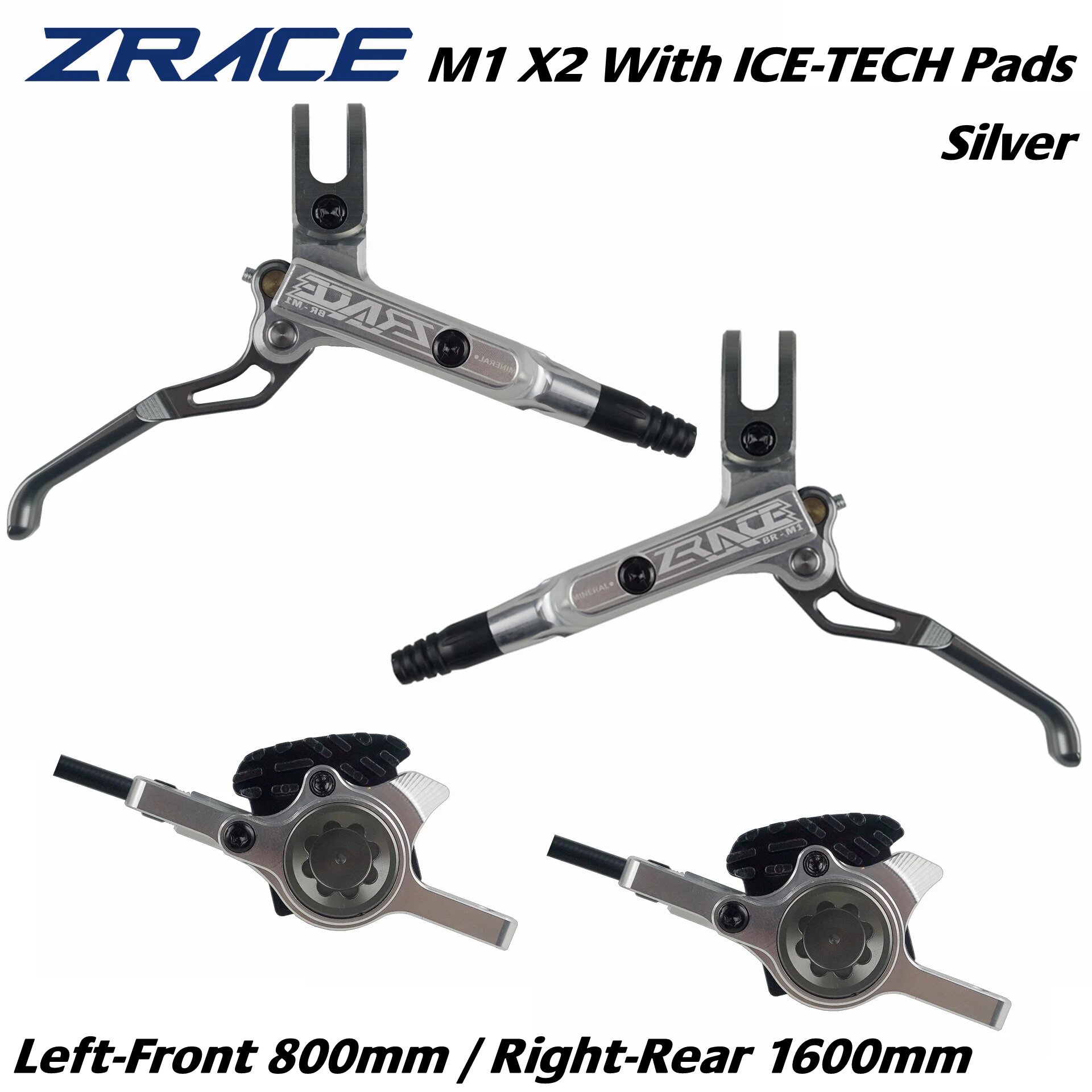 Гидравлические тормоза ZRACE M1 X2/X4 для горных велосипедов X2 ICE Pads Silver
