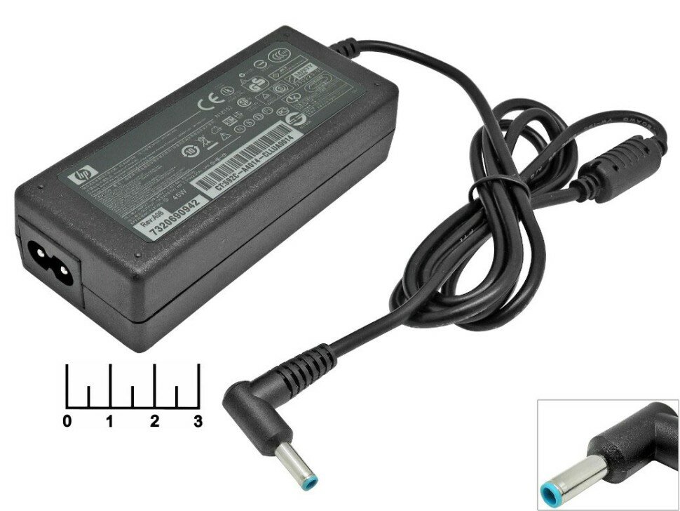 Блок питания 19.5V 2.31A HP AC-N293 импульсный (4.5*3.0) без шнура (восьмерка) (угол)