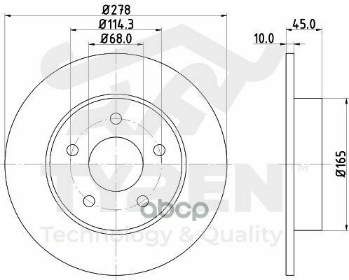Диск тормозной Nissan Primera III (P12) 02>, Almera Tino 00> TYREN арт. TYR1011591