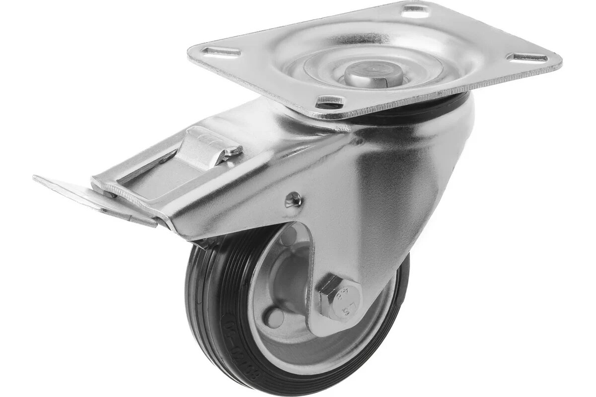 SRCb 97 А5 80 мм усиленное поворотное колесо с тормозом для тележек и станков до 70 кг