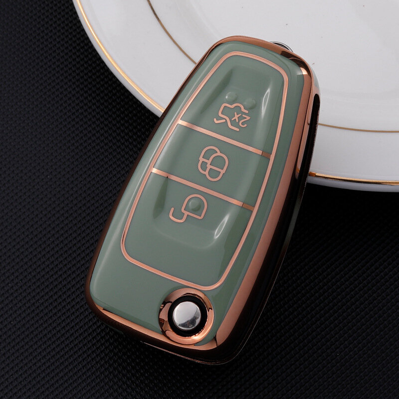 Чехол для ключей Turuiou, для Ford Focus 17/18 и Tiggo, с пряжкой, зеленый