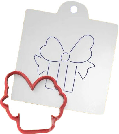 Трафарет для мастики/марципана Подарок 9 см. с вырубкой М886 (Набор из 4 шт.)