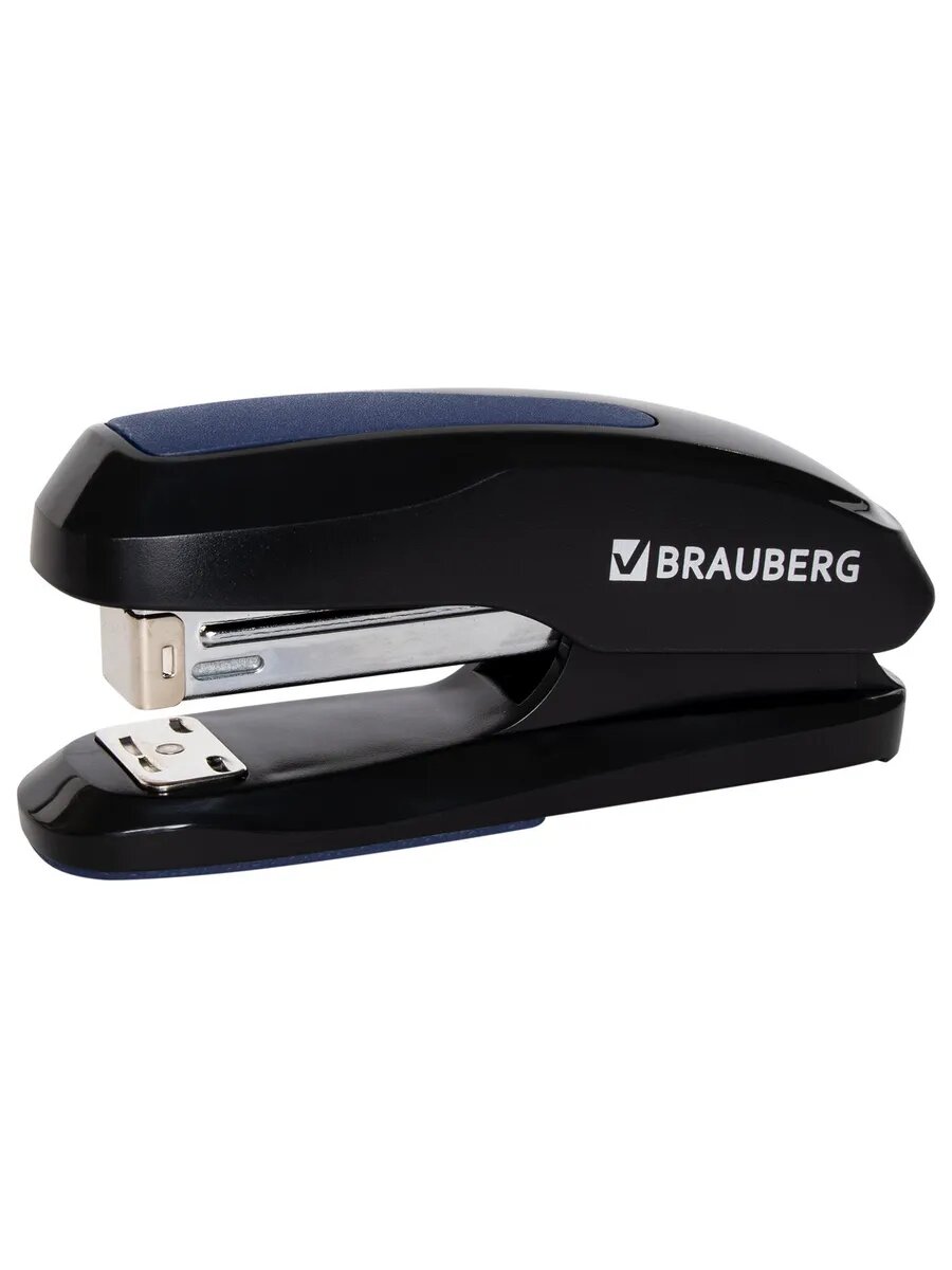 Степлер BRAUBERG Extra №24/6 26/6 до 30 листов черно-синий пластик 3 вида сшивания глубина 55мм вместимость 100 скоб