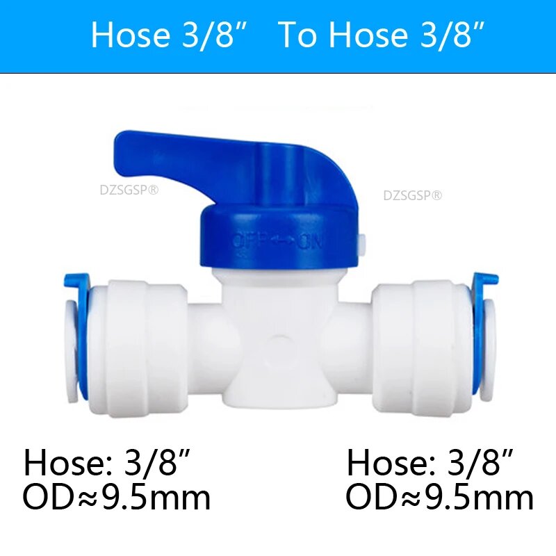 Пластиковый шаровой кран RO Reveser Osmosis 1/4" 3/8" HH-3l8 to3l8