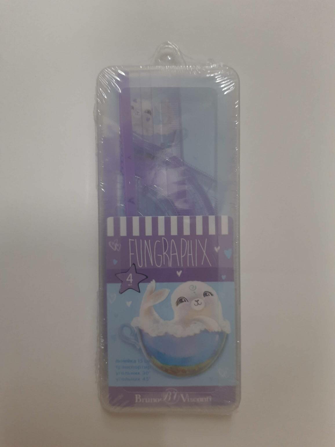 Линейка Набор FunGraphix.2 (транспортир, линейка, два треугольника)45-0021/02