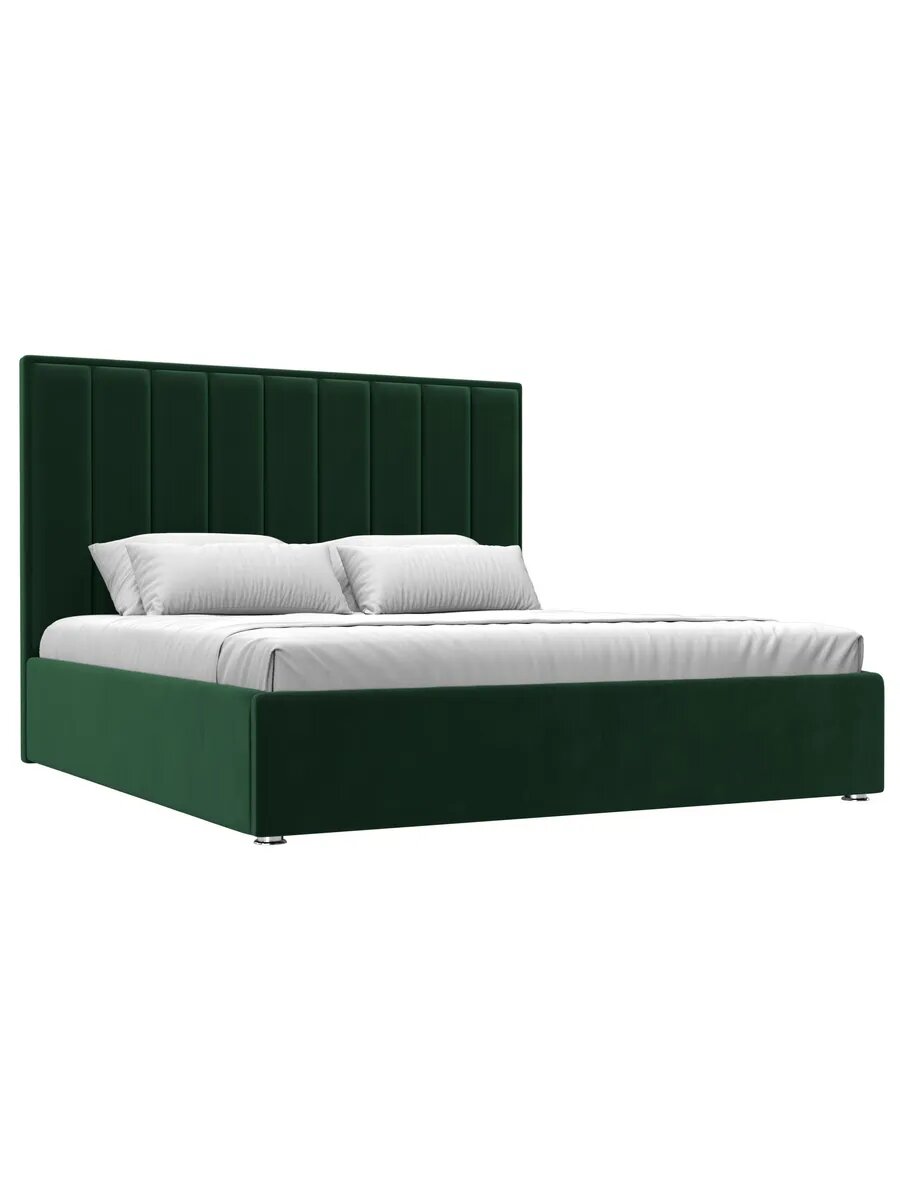 Кровать интерьерная Царица, спальное место 180х200 см, с ящиком для белья, на отропедических ламелях, велюр