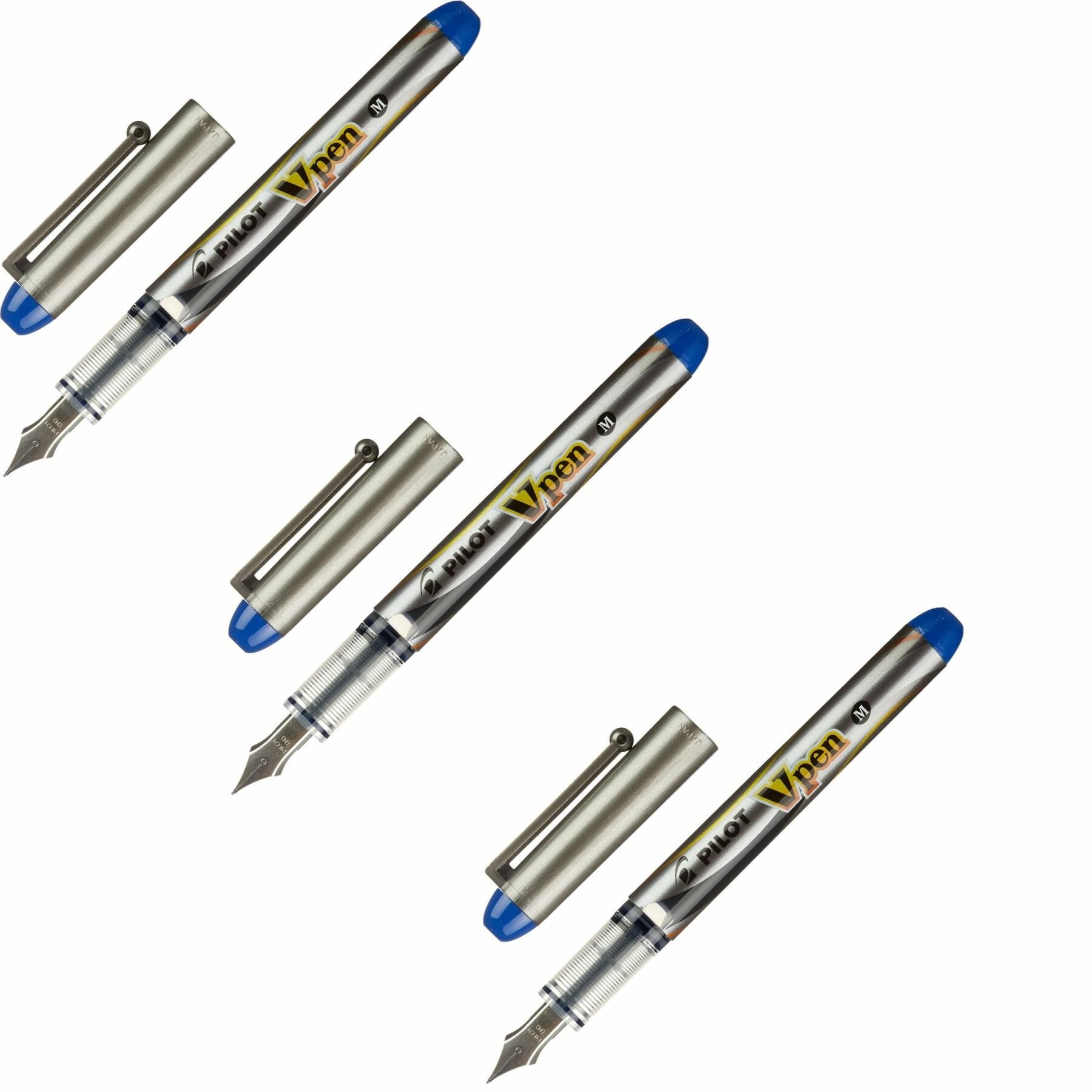 Ручка перьевая одноразовая Pilot V-Pen, синие чернила, шар 0,58 мм, 3 шт