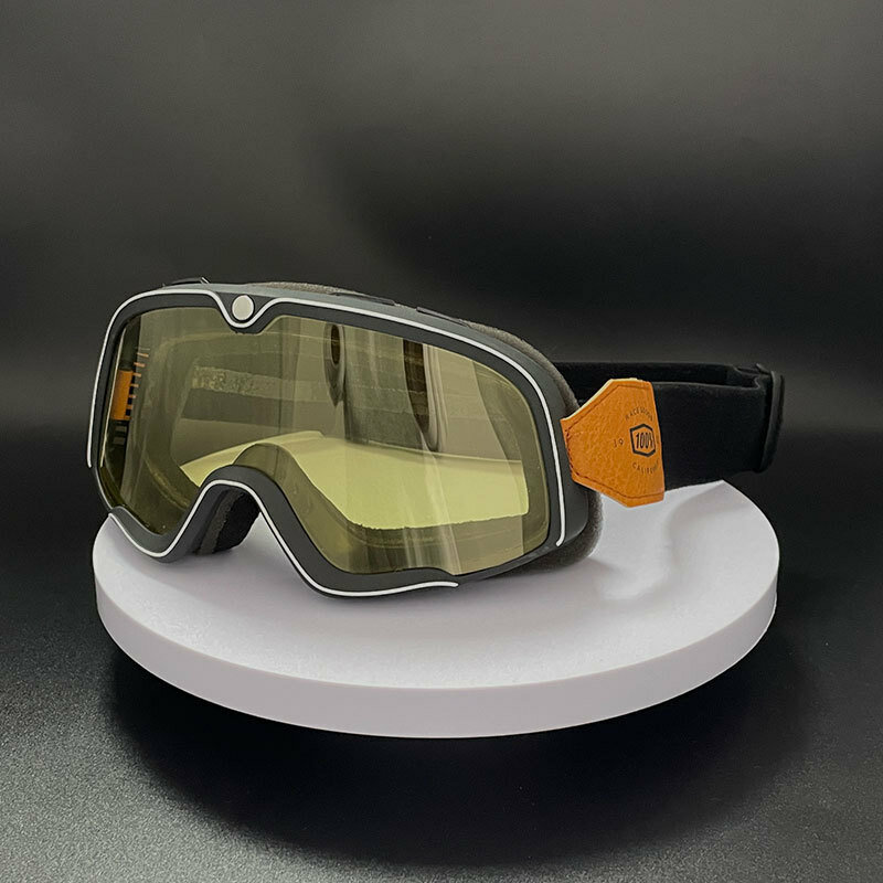 Мотоциклетные очки, ретро-стиль, ветрозащитные, для близоруких, с черной рамкой