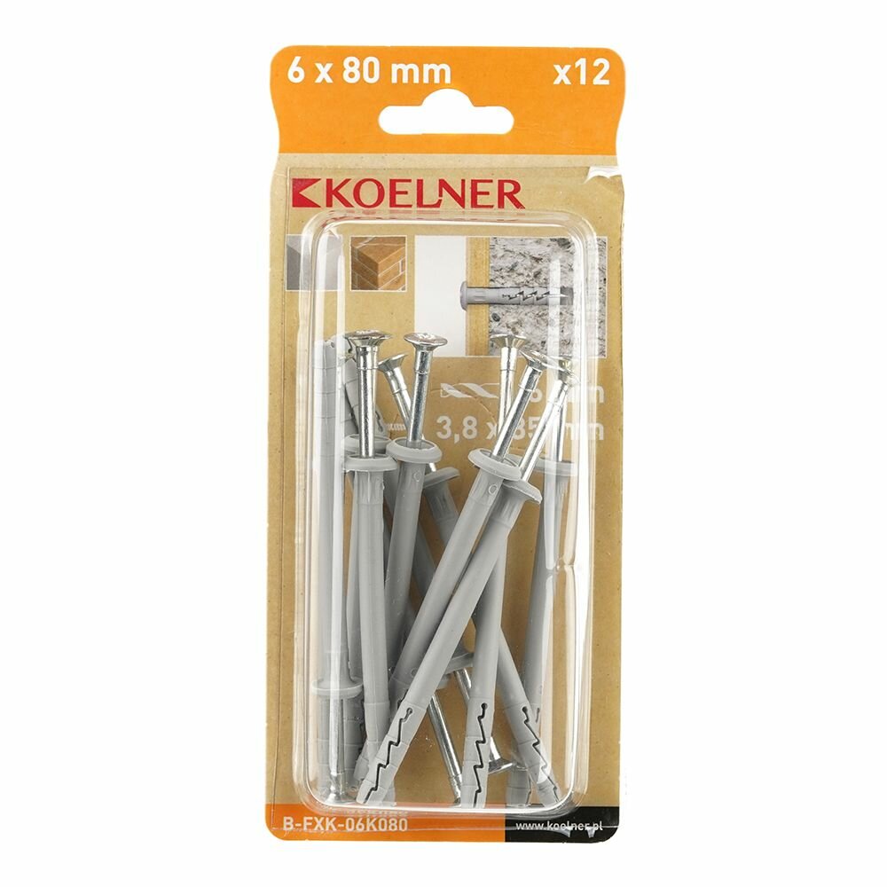 Дюбель-гвоздь с фланцем 6х80 мм 12 шт