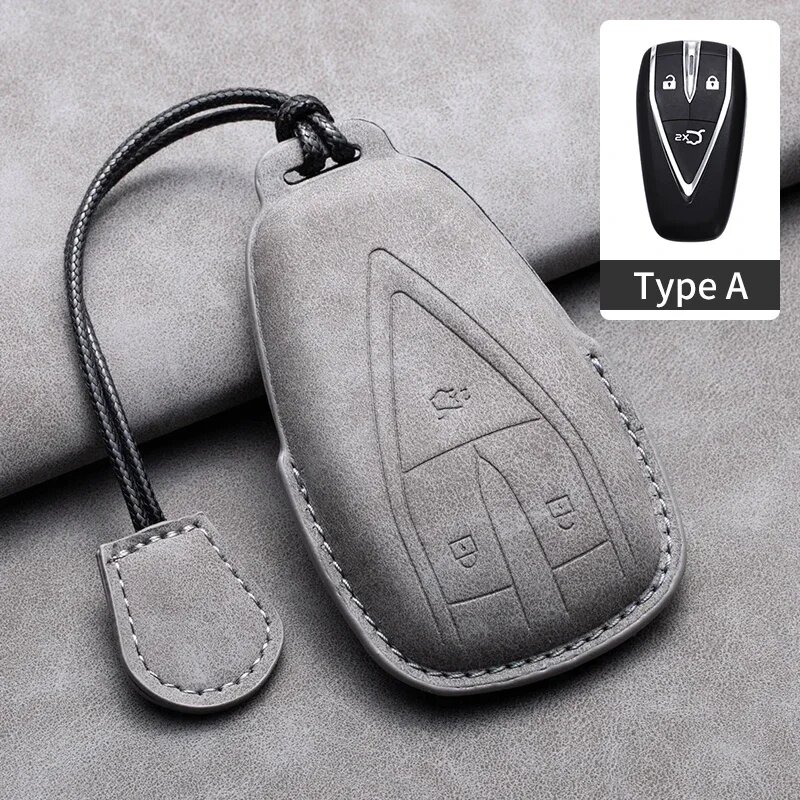 Кожаный чехол для автомобильного ключа для Changan CS35PLUS CS35 Plus CS55 PLUS CS75 PLUS Eado UNI-T UNI K Oushang X5 X7 EV 2019-2022 Grey A2