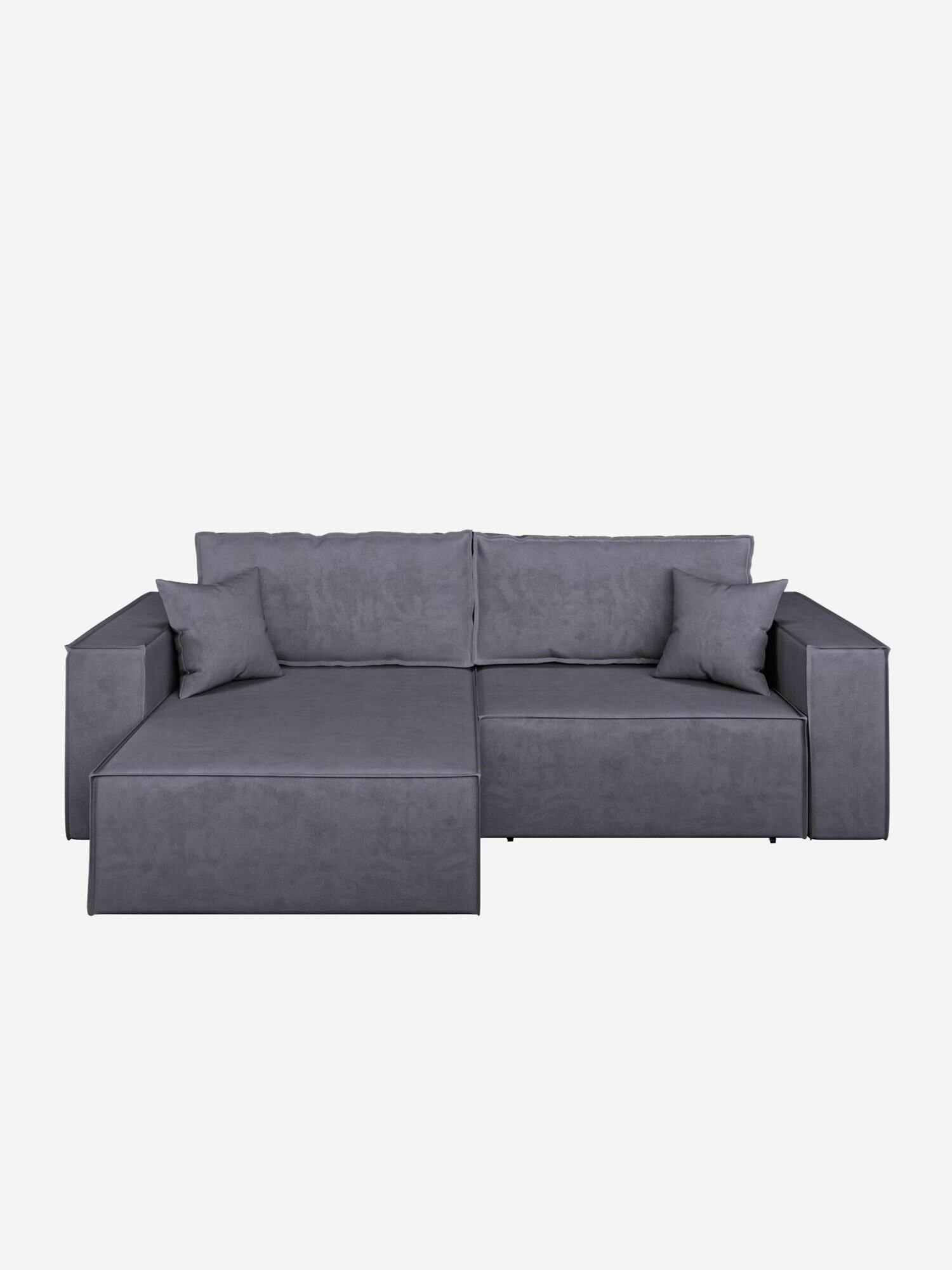 Угловой диван-кровать Manons Maison Hygge, угол универсальный, раскладной механизм Еврокнижка, Велюр серый, 250х153х86 см