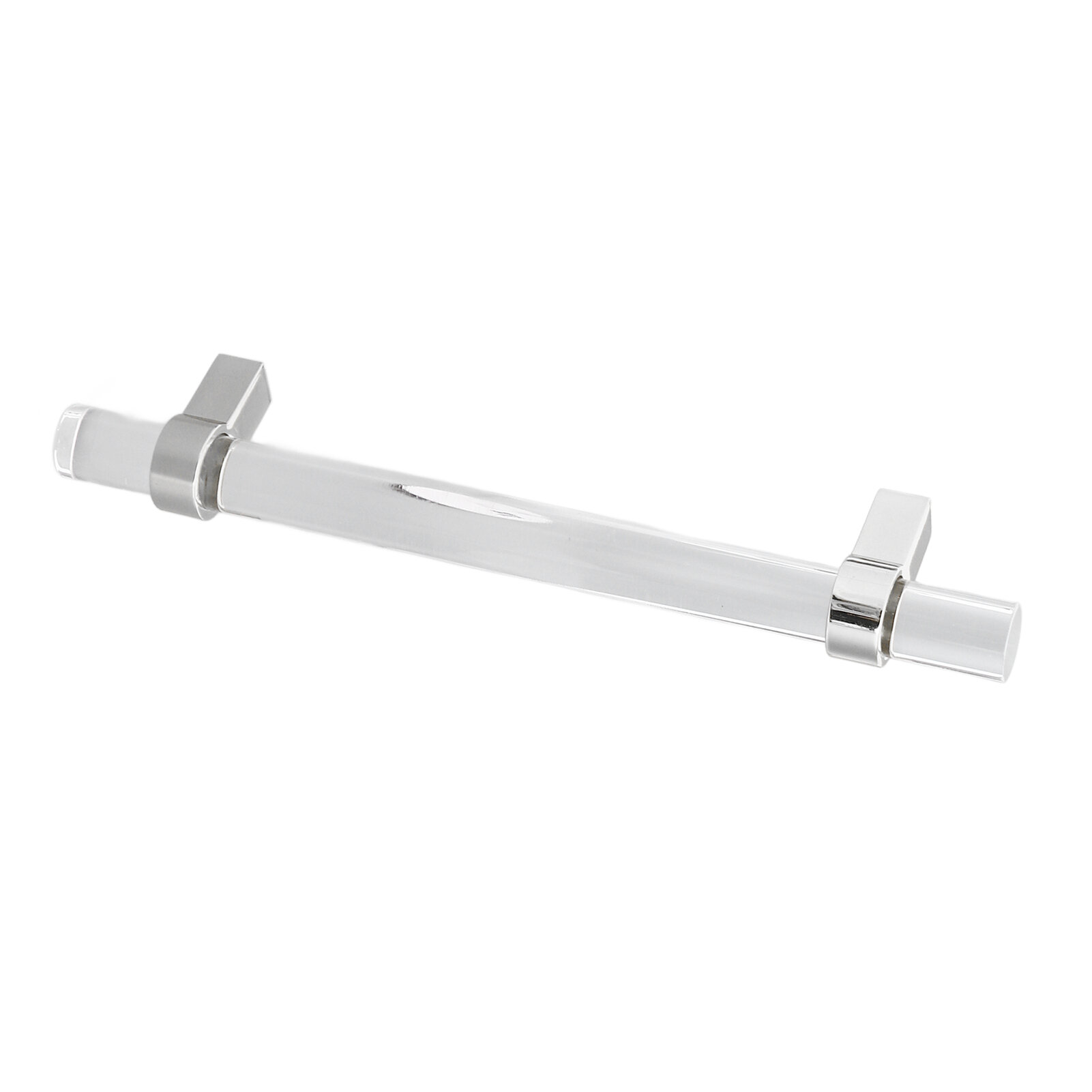 Криstalline Acrylic Handle для шкафов, книжных шкафов, обувных шкафов, дверцы ящиков, расстояние между отверстиями 128, серебристый, из акрилла и цинкового сплава, вес 76-78г, комплект с 2 винтами