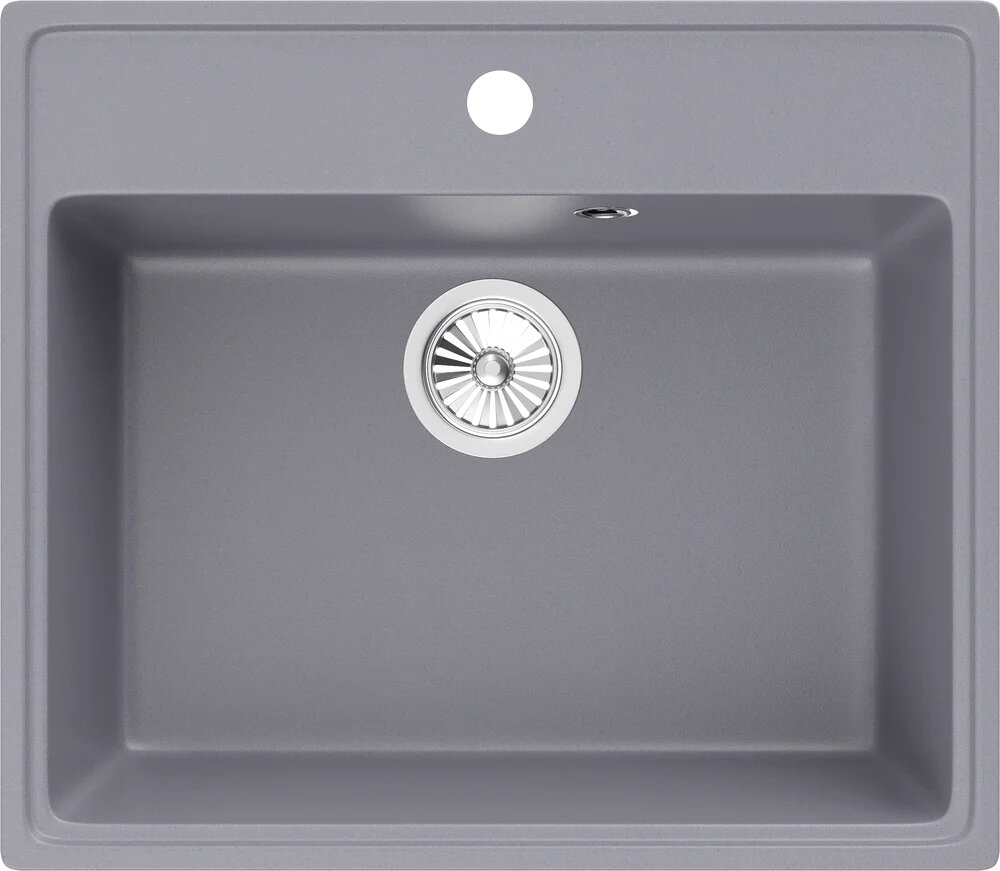 Мойка кухонная Domaci Солерно DF 580-05 кварцевая, 58x50, прямоугольная, мойка для кухни, серая, матовая