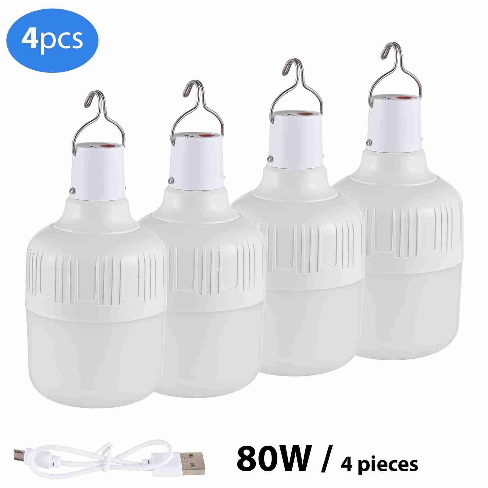 Аварийное освещение USB мощностью 80 Вт, перезаряжаемое от аккумулятора, 5-ступенчатая регулируемая лампа накаливания при отключении питания