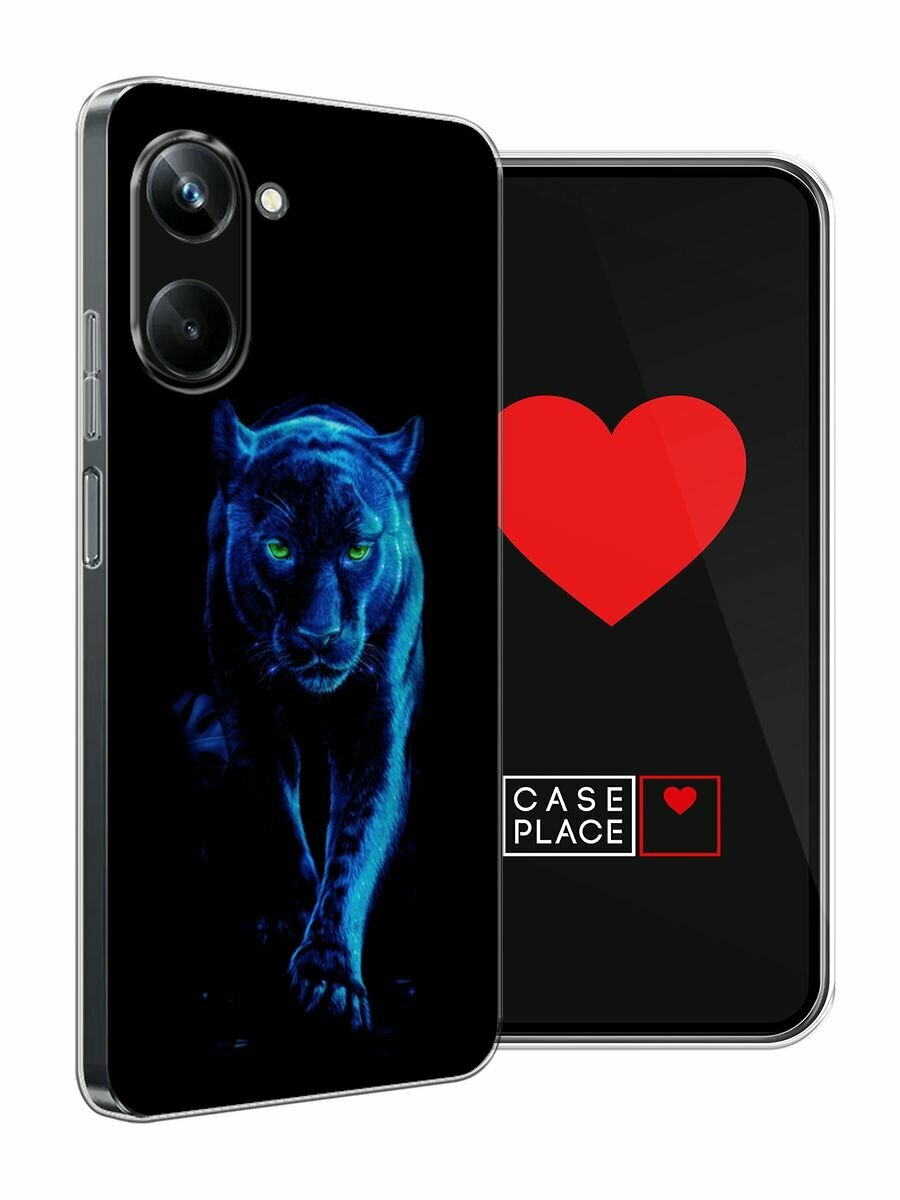 Чехол на Realme 10 Pro / Реалми 10 Про с принтом "Пантера в лунном свете" — фото 1