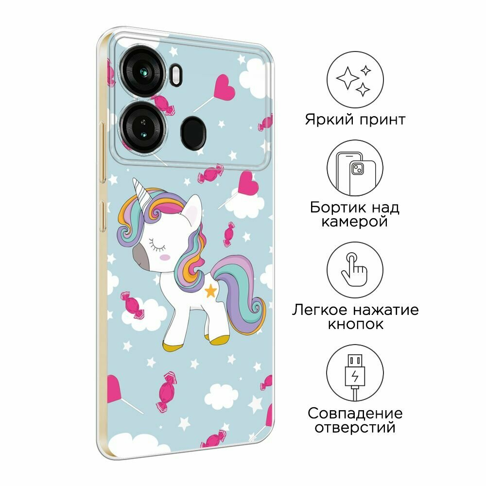 Силиконовый чехол на Itel P40 / Ител P40 с принтом "Сладкий единорожек" — фото 1