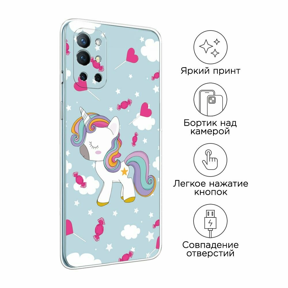 Чехол на OnePlus 9R / ВанПлас 9R с принтом "Сладкий единорожек" — фото 1