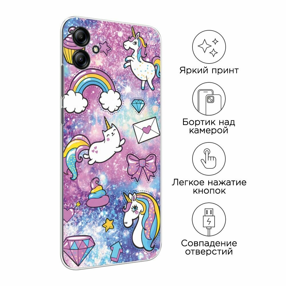 Чехол на Samsung Galaxy A04e / Самсунг A04e с принтом "Rainbow doodles" — фото 1