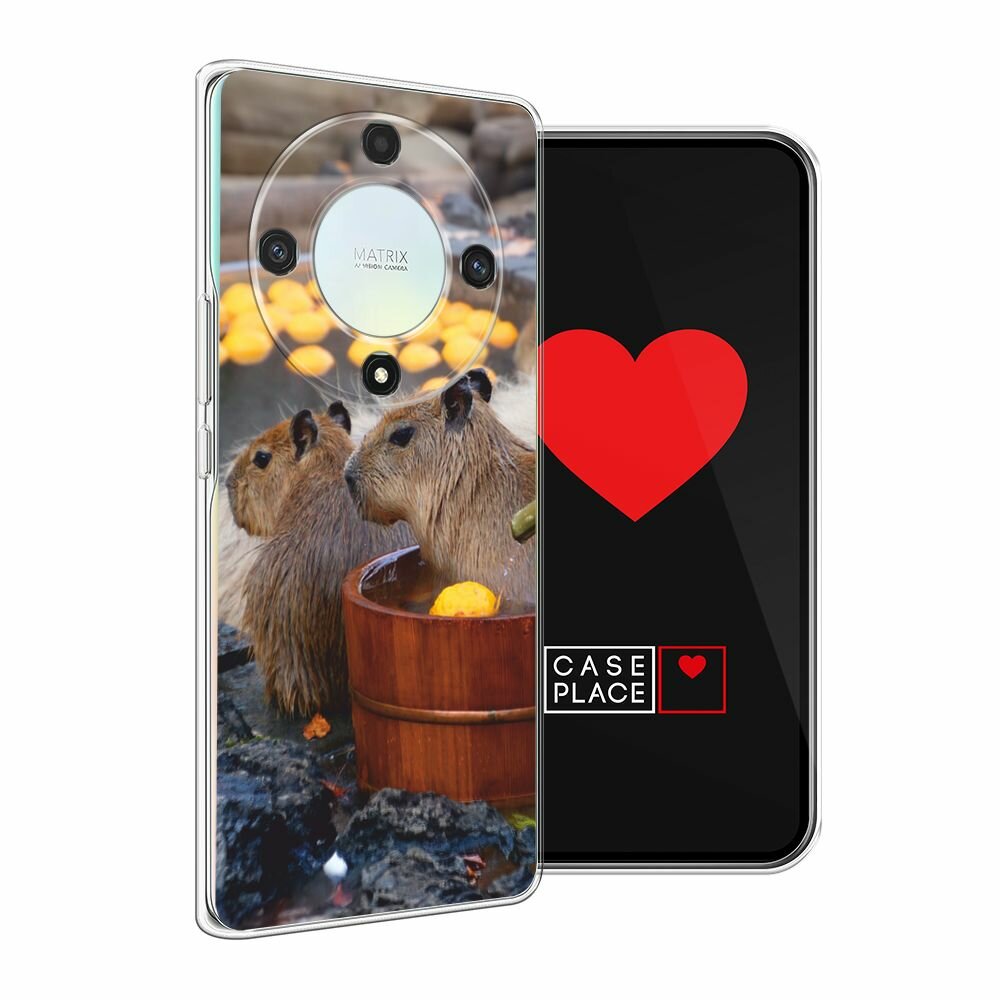 Чехол на Honor X9A / Хонор X9A с принтом "Капибары отмокают" — фото 1