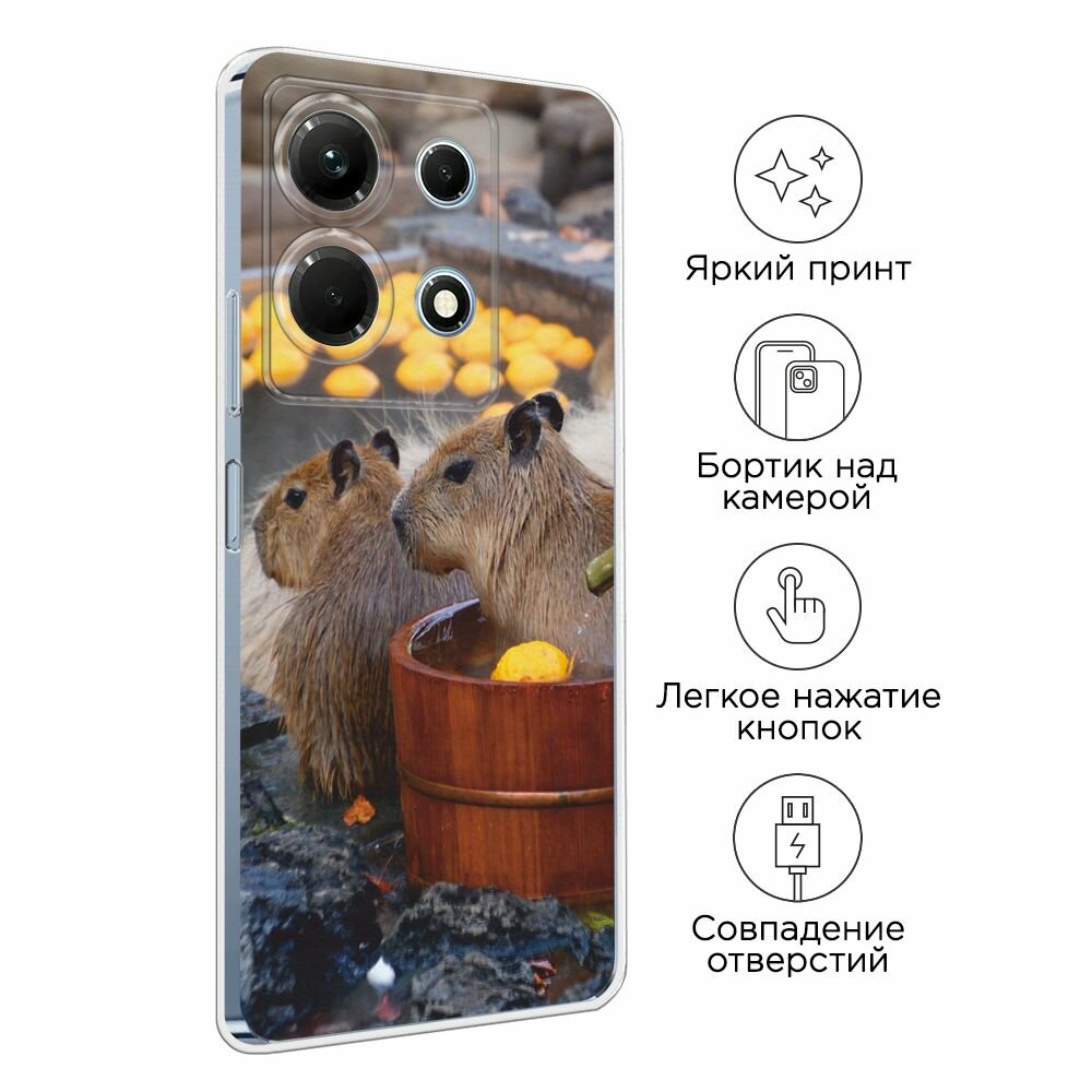 Чехол на Infinix Note 30 4G / Инфиникс Нот 30 4G с принтом "Капибары отмокают" — фото 1