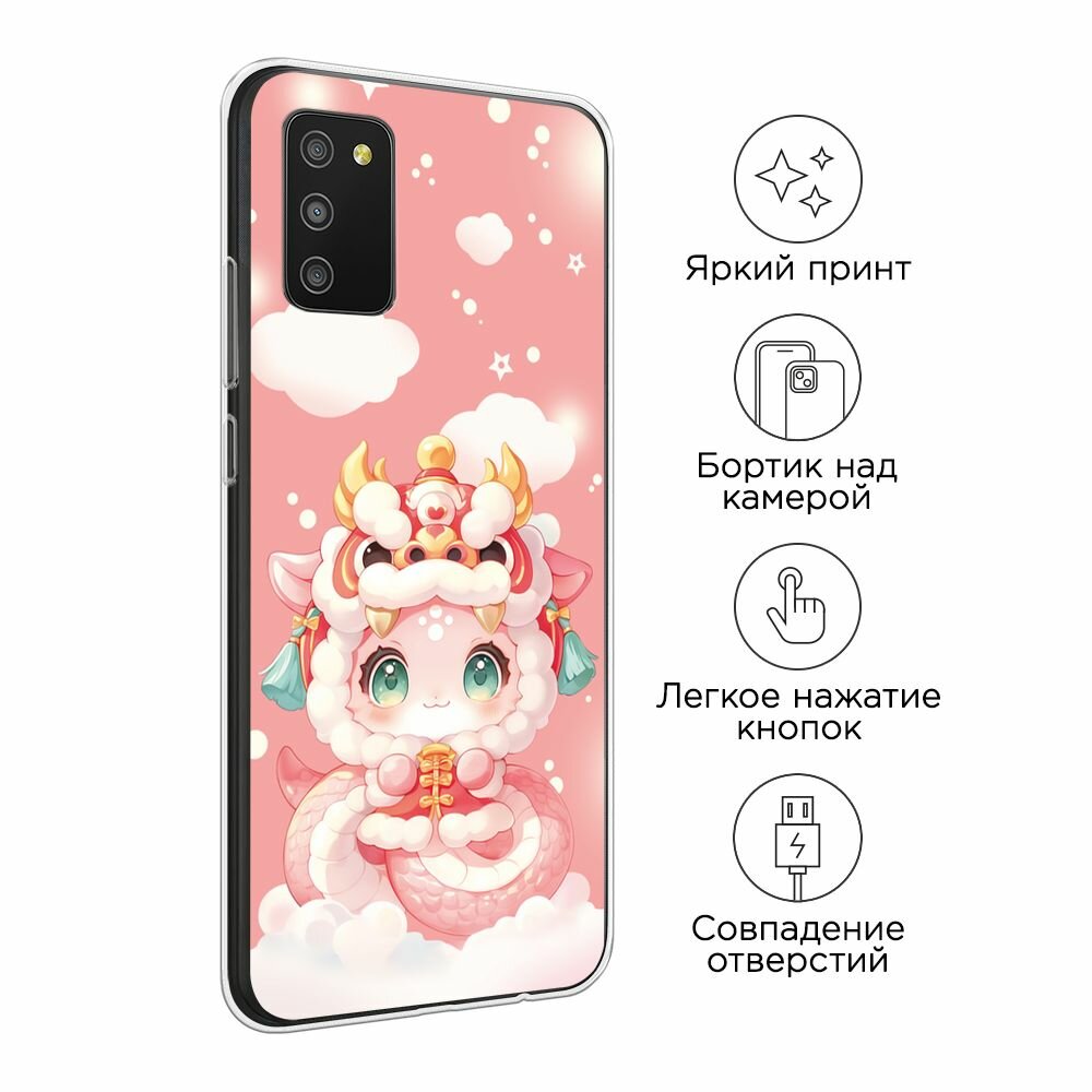 Чехол на Samsung Galaxy A02s / Самсунг Галакси A02s с принтом Розовая китайская змейка 1 — фото 1