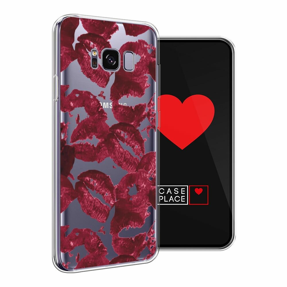 Чехол на Samsung Galaxy S8 + / Самсунг Галакси С8 Плюс с принтом "Помада паттерн 2", прозрачный — фото 1