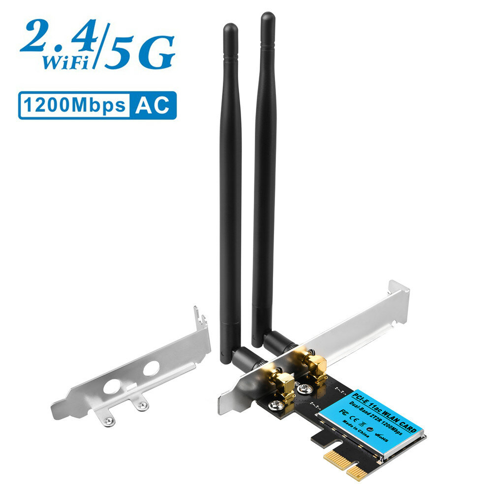 1200 Мбит/с PCI-E Беспроводная WiFi Карта 2.4 G/5G Двухдиапазонный Сетевой Адаптер для Настольных компьютеров