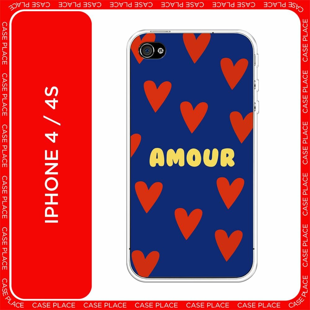 Чехол на Apple iPhone 4/4S / Айфон 4/4S с принтом "Amour art - 14 февраля"