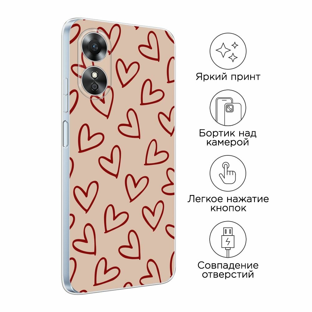 Чехол на Oppo A17 / Оппо A17 с принтом "Little hearts doodles 1 - 14 февраля" — фото 1