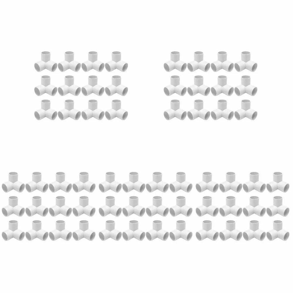 Тройник пластиковый пвх белого цвета для труб, набор из 60 элементов