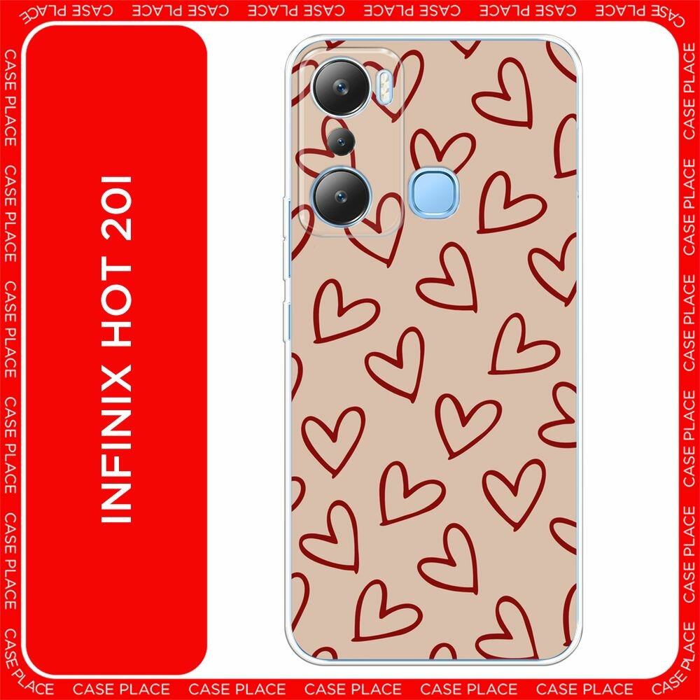 Чехол на Infinix HOT 20i / Инфиникс Хот 20i с принтом "Little hearts doodles 1 - 14 февраля"