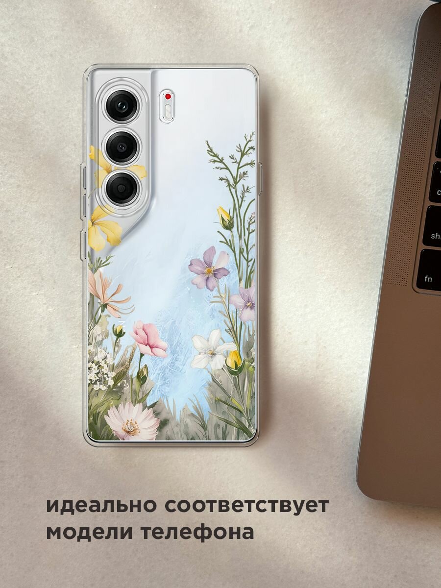 Чехол на Tecno Camon 40 Pro 5G / Текно Камон 40 Про 5G с принтом "Летний винтаж 2", прозрачный — фото 1
