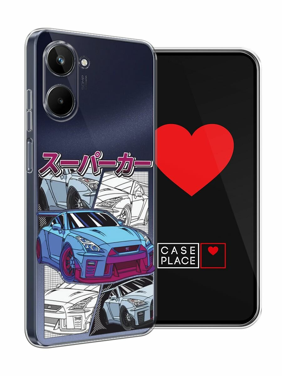 Чехол на Realme 10 4G / Реалми 10 4G с принтом "JDM коллаж", прозрачный — фото 1