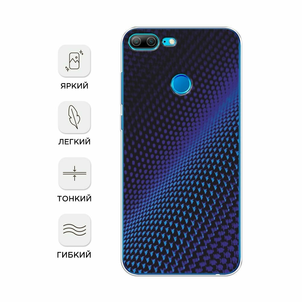 Чехол на Honor 9 Lite / Хонор 9 Лайт с принтом "Синий карбон" — фото 1