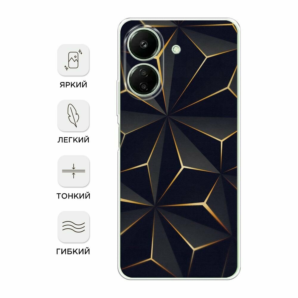 Чехол на Xiaomi Redmi 13C/Poco C65 / Сяоми Редми 13C/Поко С65 с принтом "Черные полигоны" — фото 1