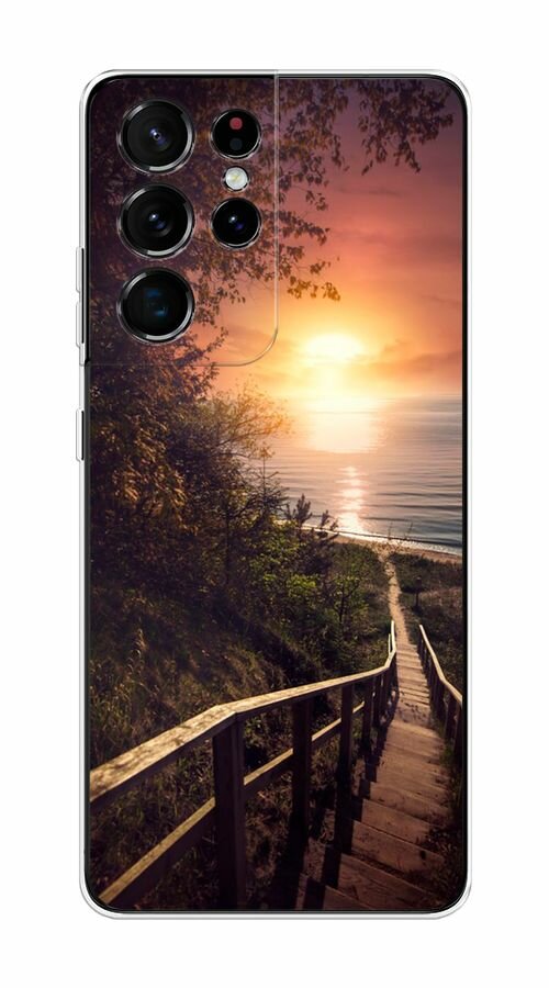 Чехол на Samsung Galaxy S21 Ultra / Самсунг Галакси S21 Ультра с принтом "Мост у воды"