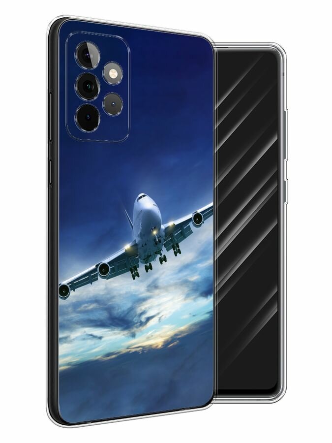 Чехол на Samsung Galaxy A72 / Самсунг Галакси А72 с принтом "Самолет в небе"