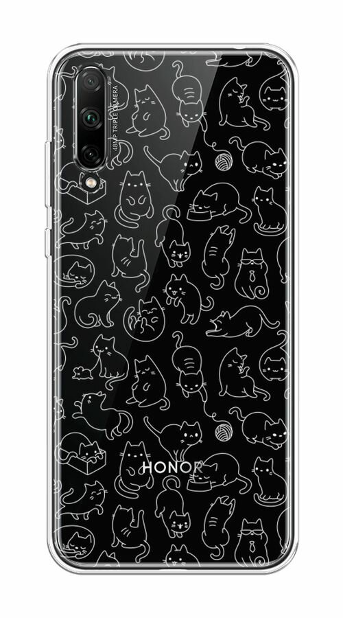 Чехол на Honor 30i / Хонор 30i с принтом "Шкодливые котики линии", прозрачный